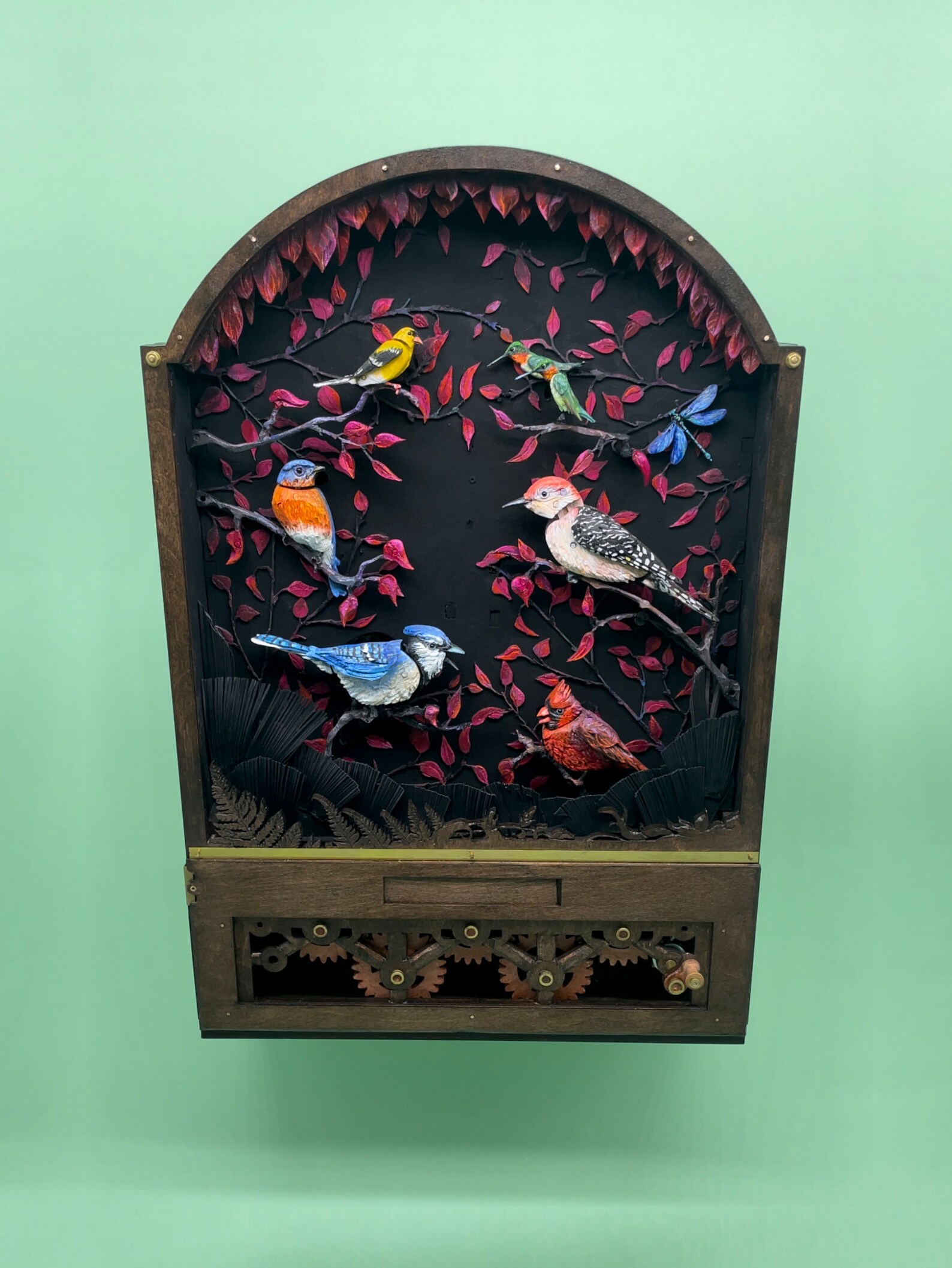 Birds of the Burning Bush Automata. Custom Scene With Oil Painted and ...