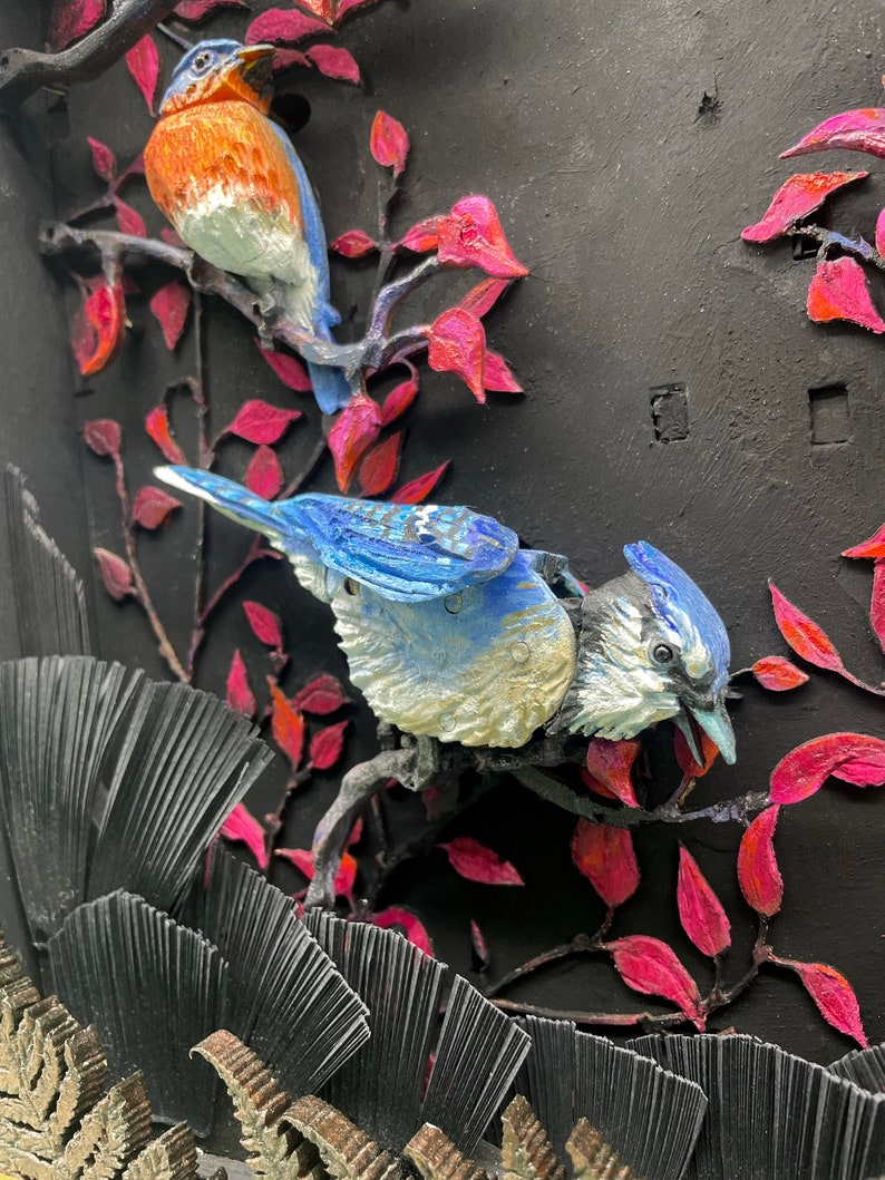 Birds of the Burning Bush Automata. Custom Scene With Oil Painted and ...