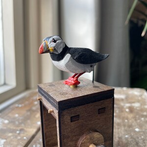 Bobbin Puffin Automaton. Oil Painted Mechanical Bird, Kinetic Hand ...