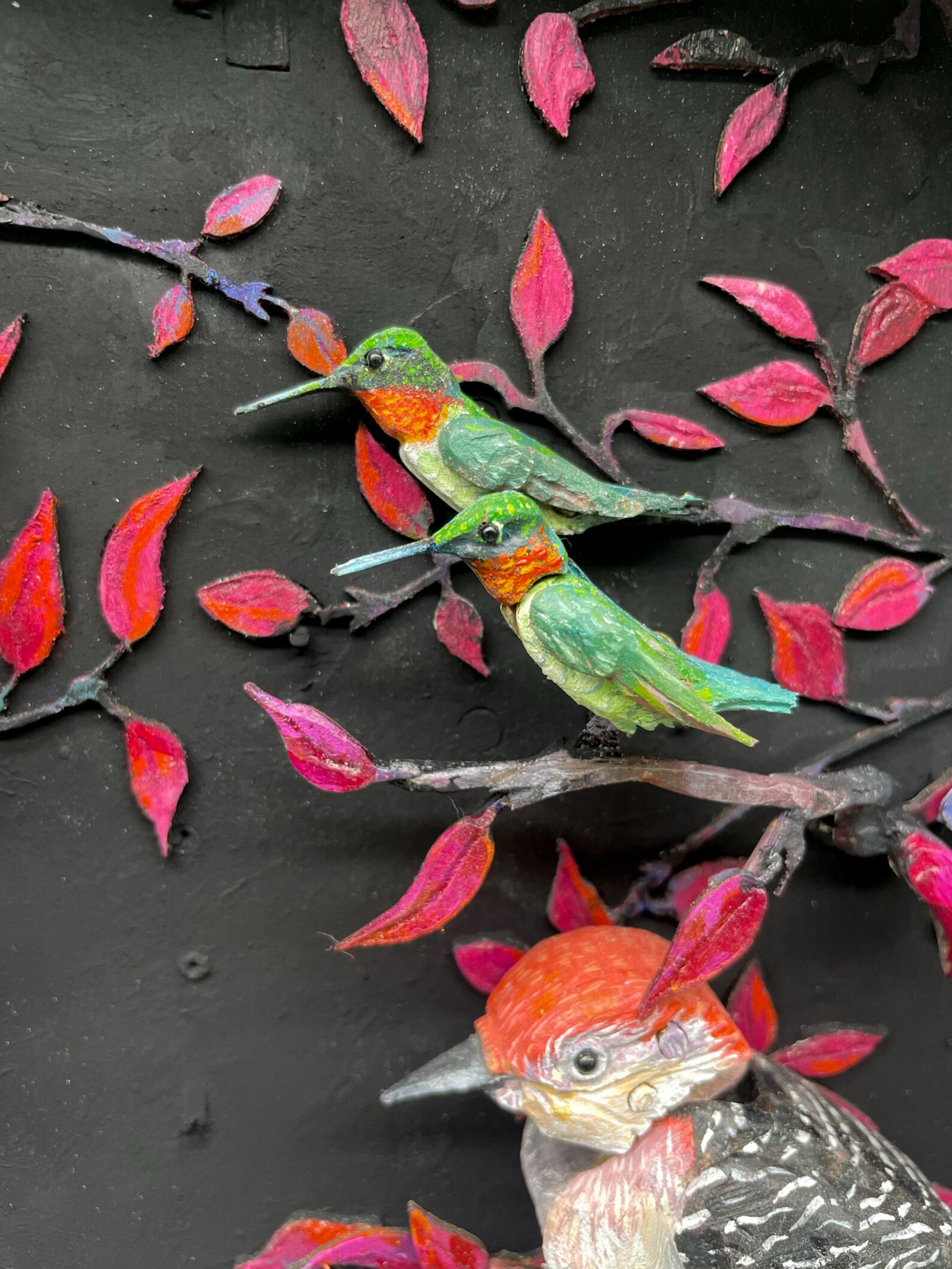 Birds of the Burning Bush Automata. Custom Scene With Oil Painted and ...