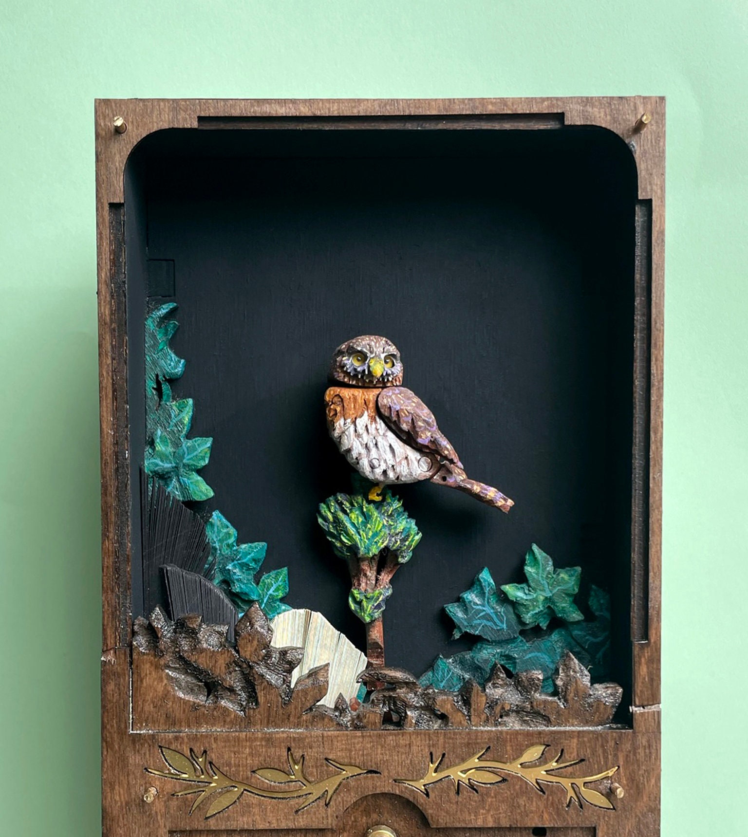 Prototype Owl Automaton. Oil Painted Mechanical Bird, Kinetic Hand ...