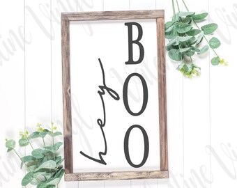 Black Hey Boo Sign - Etsy