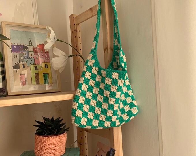Checkered Crochet Bag｜handmade Cute Y2k Bag｜made to Order ｜any Colour ...