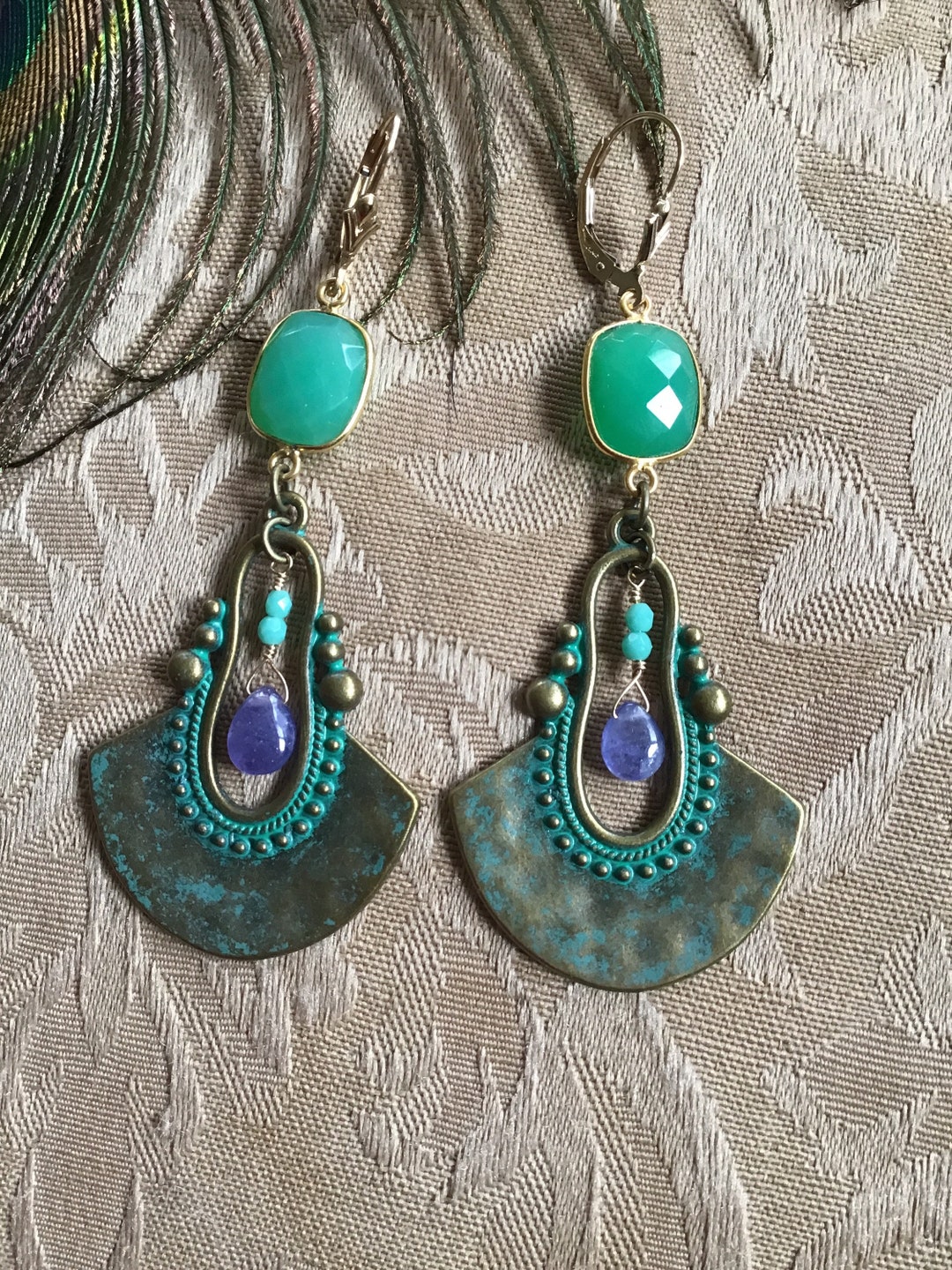 Exotic Green Chalcedony and Amethyst - Etsy