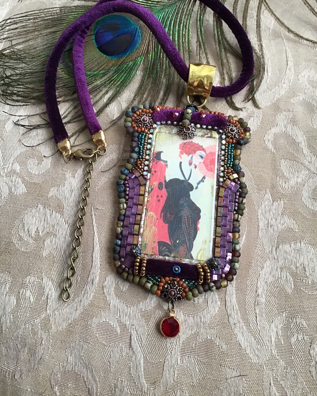 Art Nouveau Erte Redheaded Glamorous Lady in Purple and Gold - Etsy