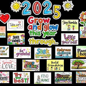 New Year Bulletin Board Kit - Classroom Goal Setting Decor 2025 ...