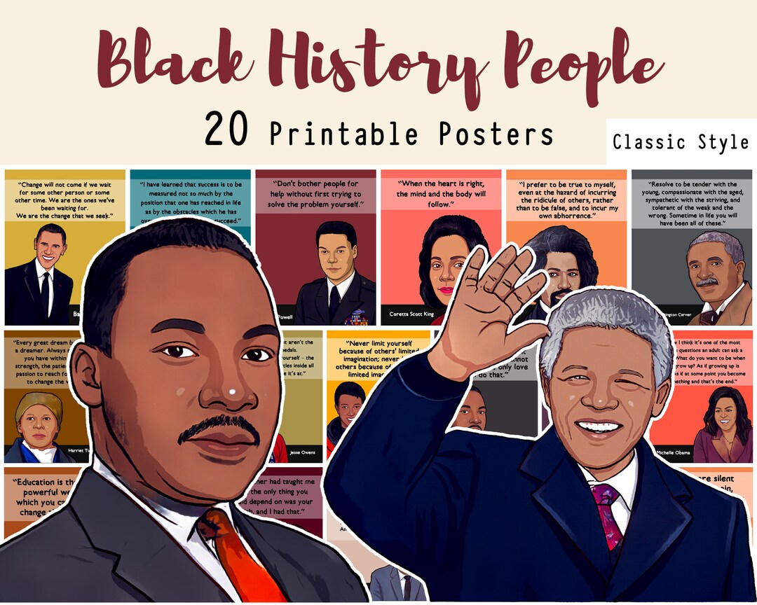 Famous Black History People Poster Bundle Pack:20, Printable, Classroom ...