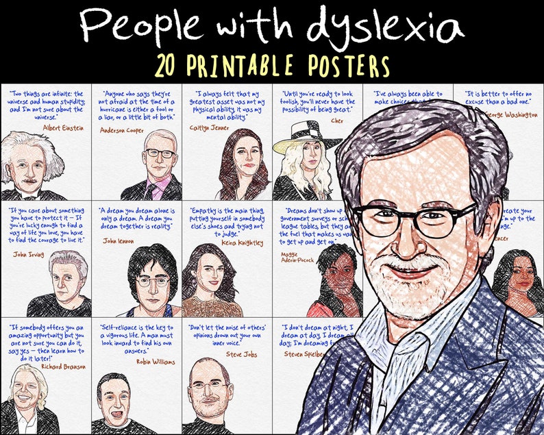 Famous People With Dyslexia, 20 Printable Quote Posters,dyslexia ...
