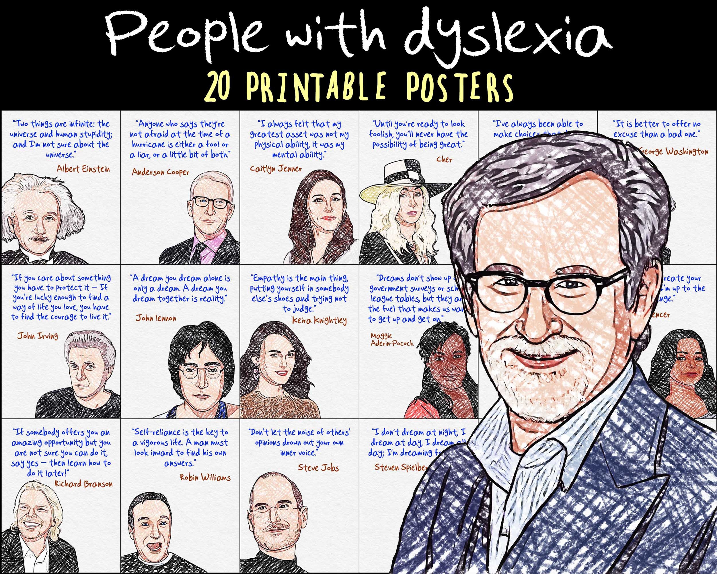 Famous People With Dyslexia, 20 Printable Quote Posters,dyslexia ...