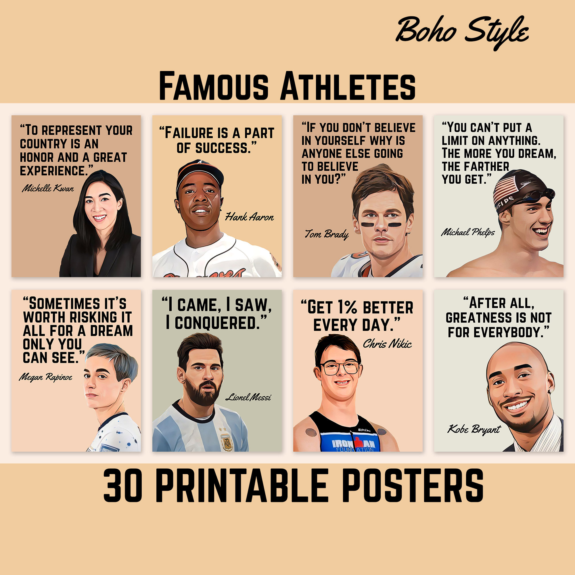 Digital Download Famous Athletes Posters, Classroom Decor, Office ...