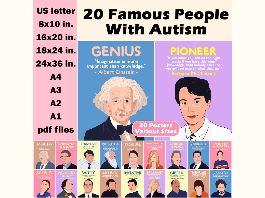 Famous People With Autism Posters, National Autism Acceptance Month ...