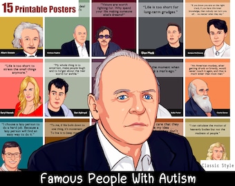 Famous People With Autism,15 Printable Posters, Autism Awareness Day ...