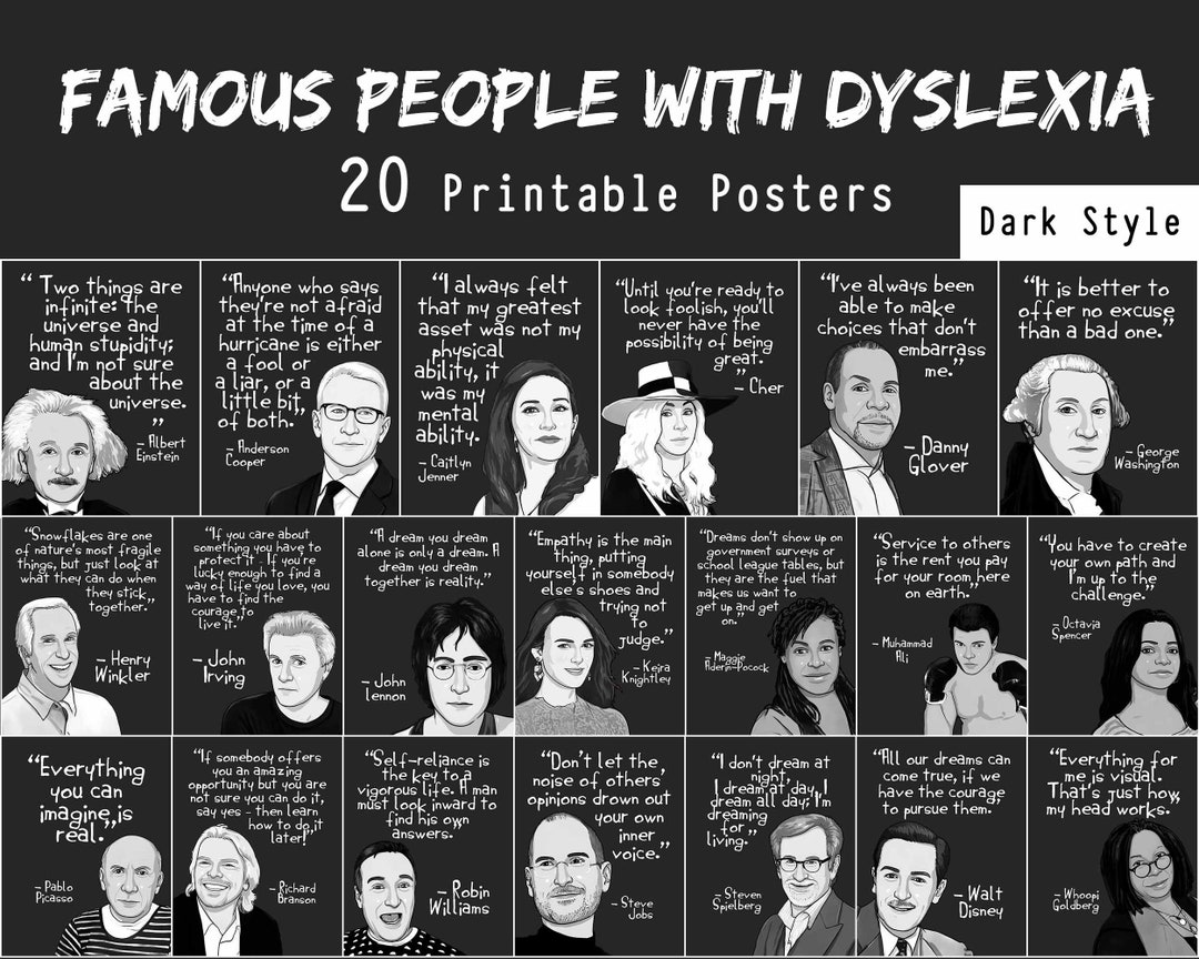 Famous People With Dyslexia, 20 Printable Quote Posters,dyslexia ...