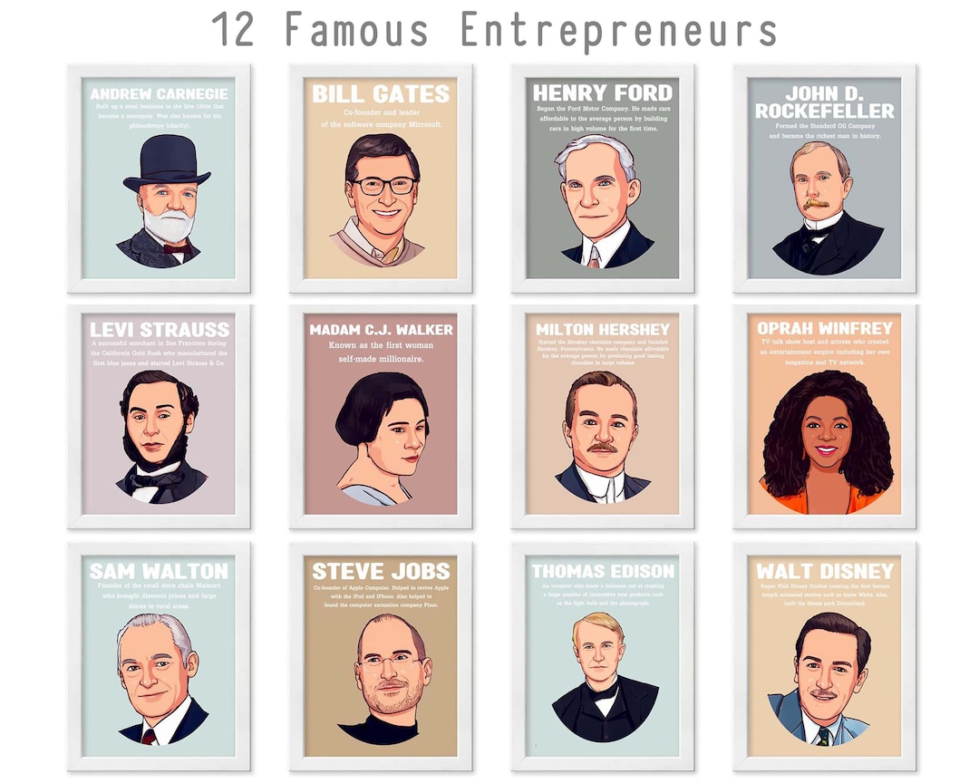 Famous Entrepreneurs,biographies,vector Art Portrait,12 Printable ...