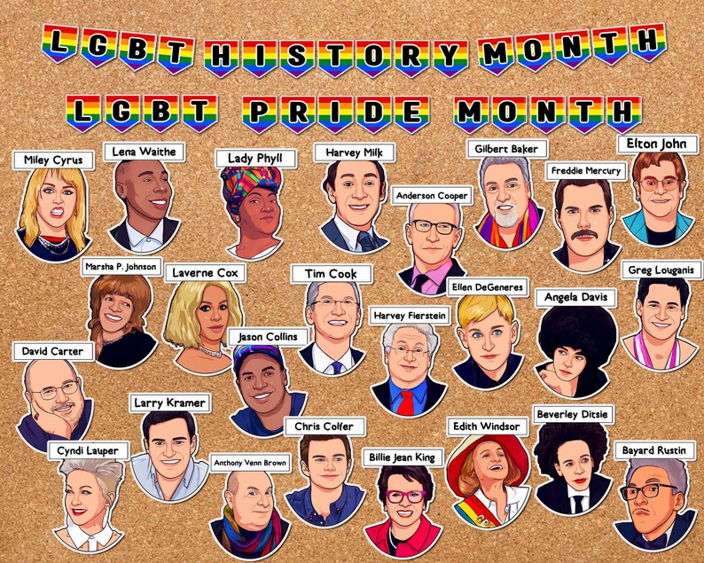 25 Faces LGBT History Month, LGBT Pride Month,classroom Decor,printable ...