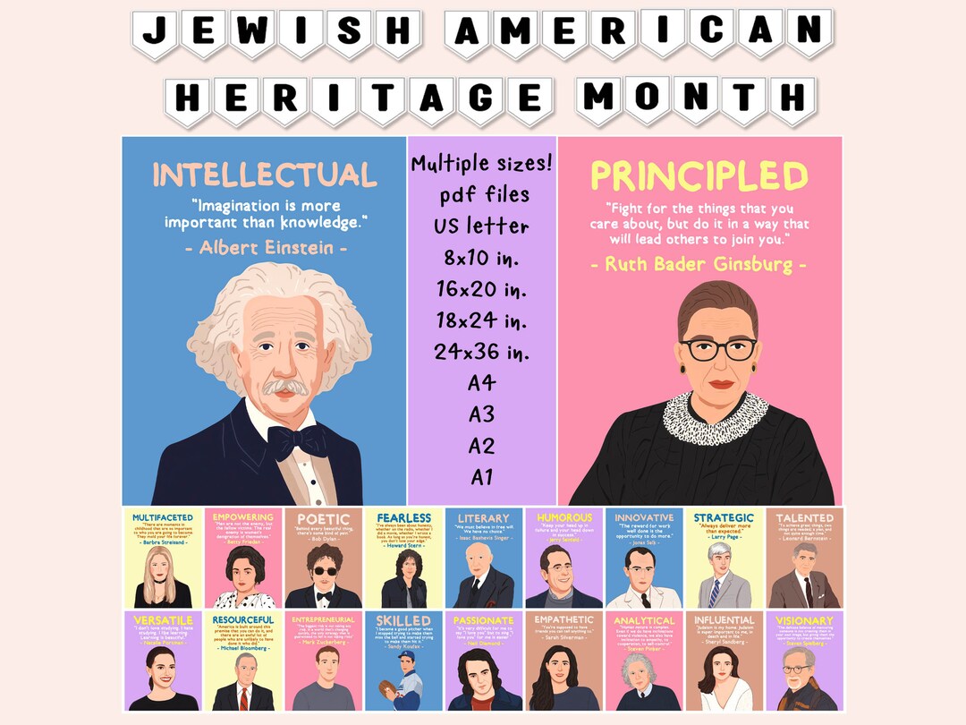 Jewish American Heritage Month Poster Set - 20 Quotes From Icons for ...