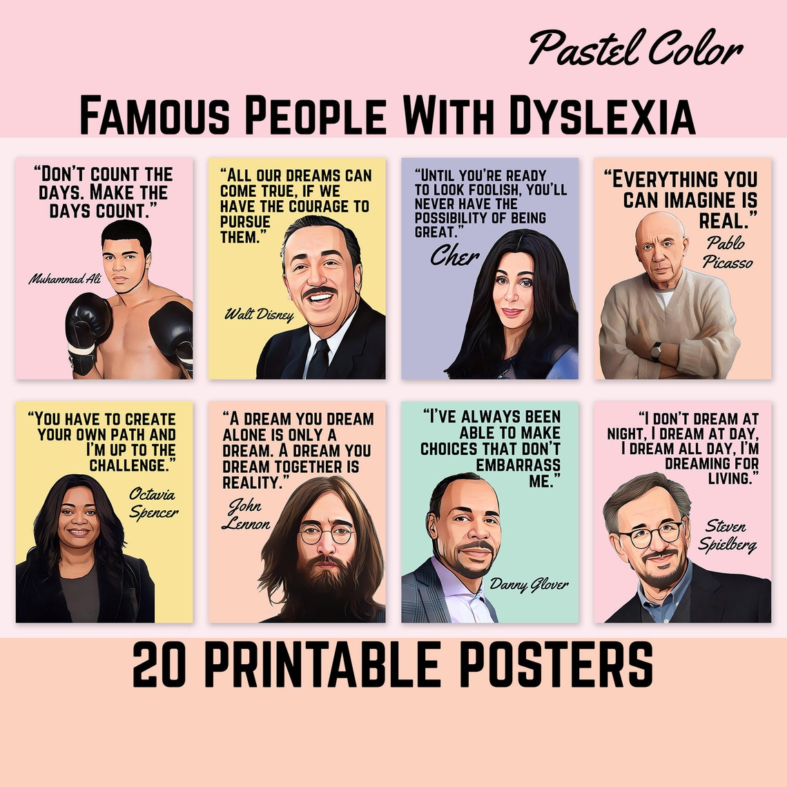 Famous People With Dyslexia, Printable Quote Posters, Dyslexia ...