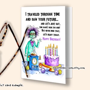 Mad Scientist Birthday Card: Time Travel Fun With Quirky Digital ...