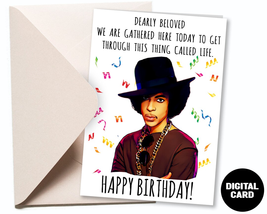 Prince Birthday Card, Dearly Beloved, Popular Song, Printable Greeting ...