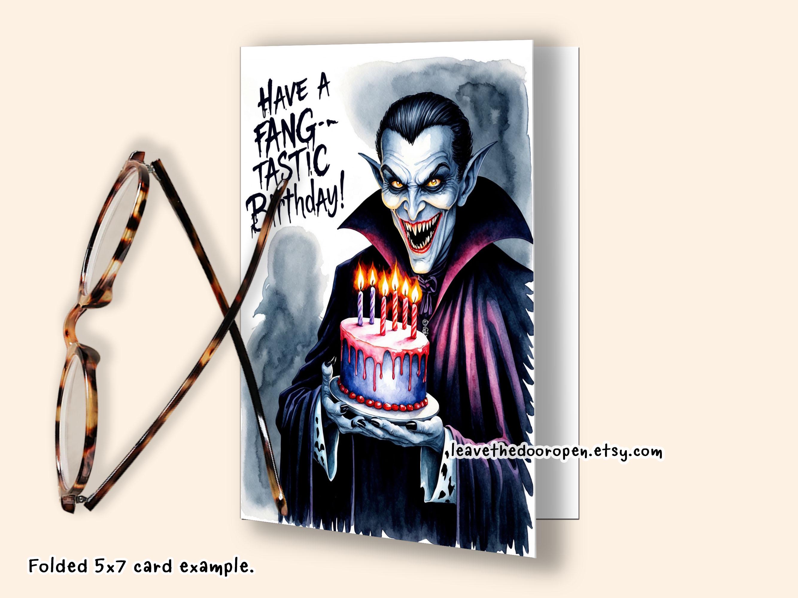 Vampire Birthday Card With Lit Cake have a Fang-tastic Birthday ...