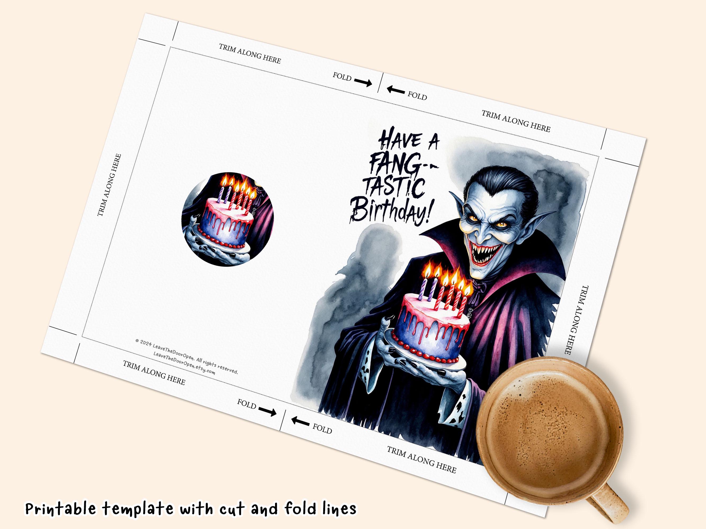 Vampire Birthday Card With Lit Cake have a Fang-tastic Birthday ...