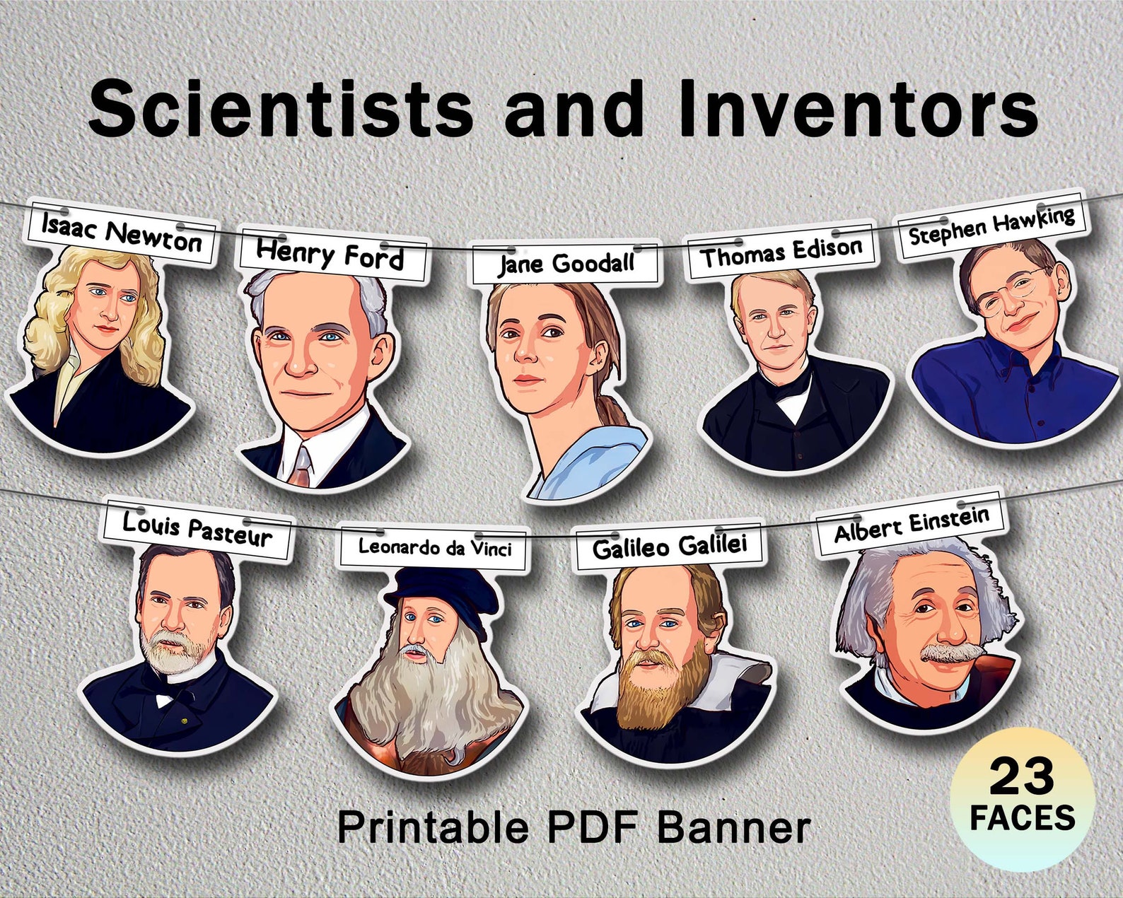 23 Faces,famous Scientists and Inventors,stem,classroom Decor,printable ...