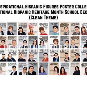 44 Inspirational Hispanic Figures Poster Collection, Clean Theme ...