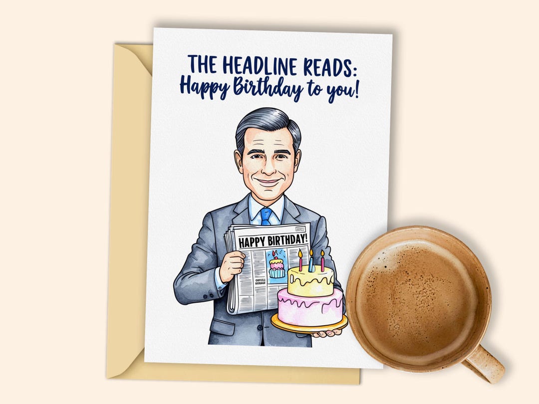 Journalist Birthday Card – Breaking News, Watercolor Design (digital ...