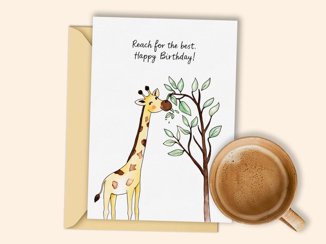 Joyful Giraffe Birthday Card | Printable Happy Birthday Card With ...