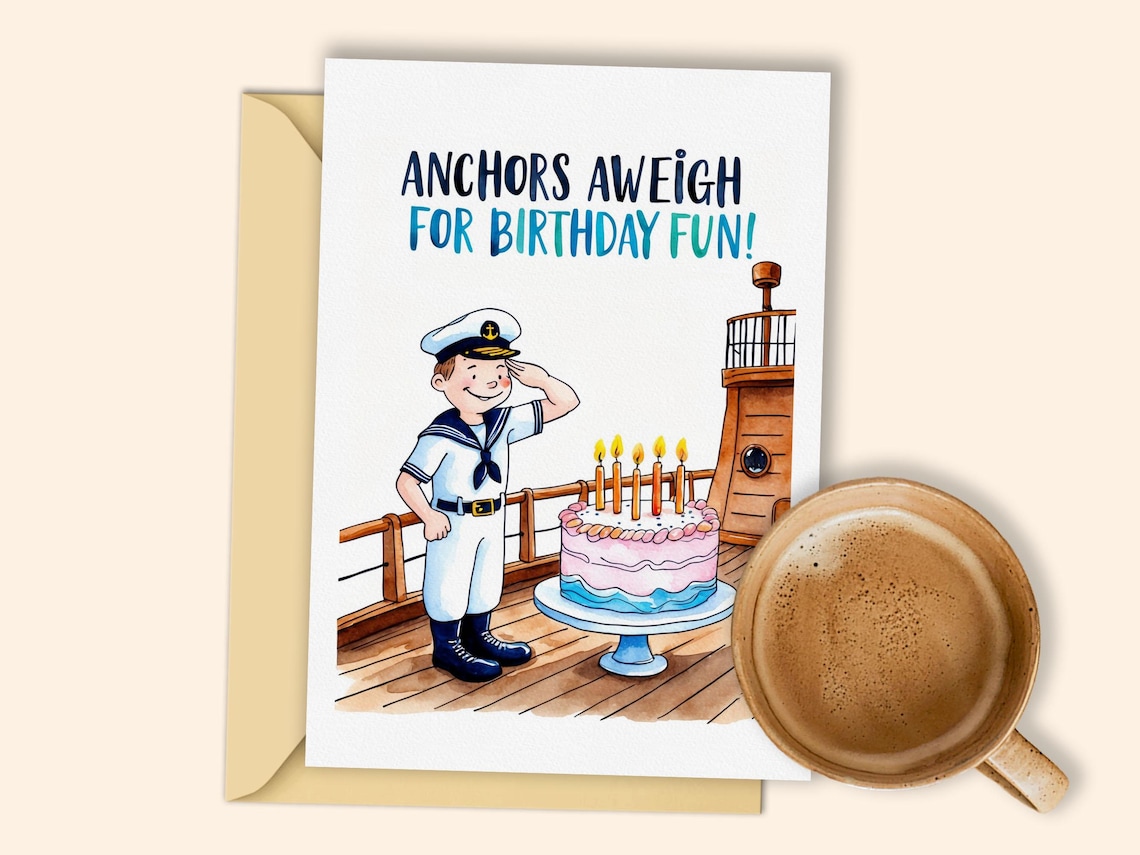 Sailor Birthday Card Printable: Anchors Aweigh for Birthday Fun With ...