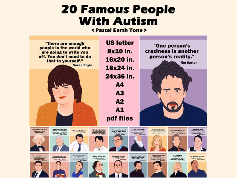 Various Sizes Famous People With Autism Posters, National Autism ...