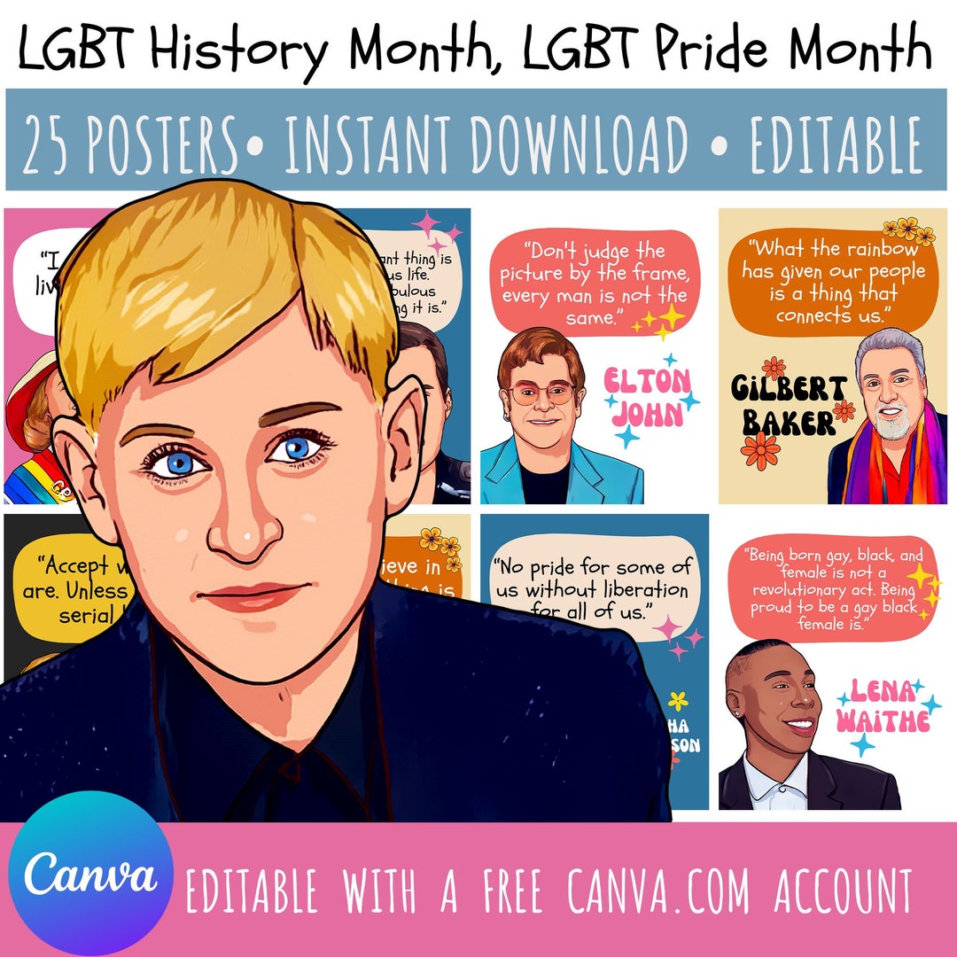 LGBTQ+, History Month, LGBT Pride Month, Groovy Decor, 25 Editable ...