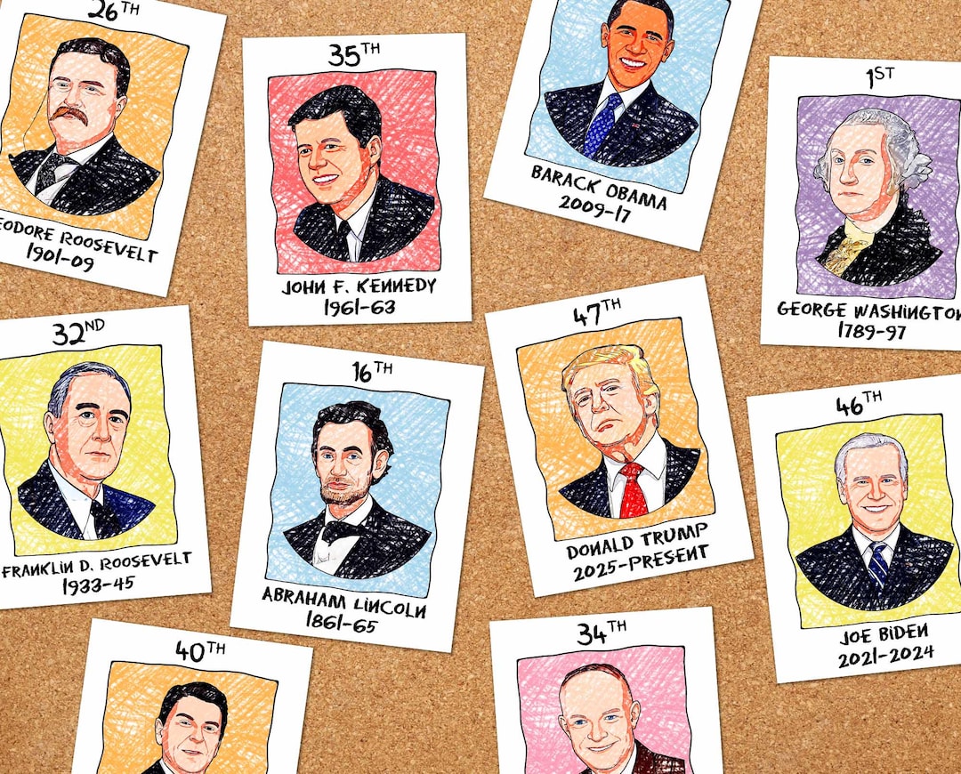 47 Presidents Crayon Art Posters, US History Bulletin Board, All 47 ...