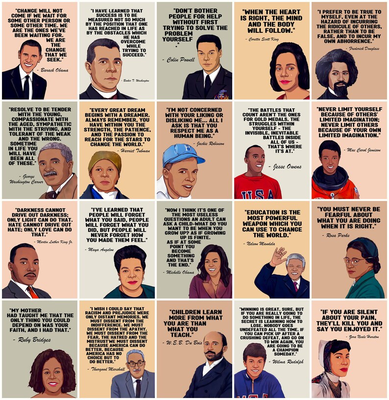 African American Heroes, Black History Month, 20 Printable Posters ...