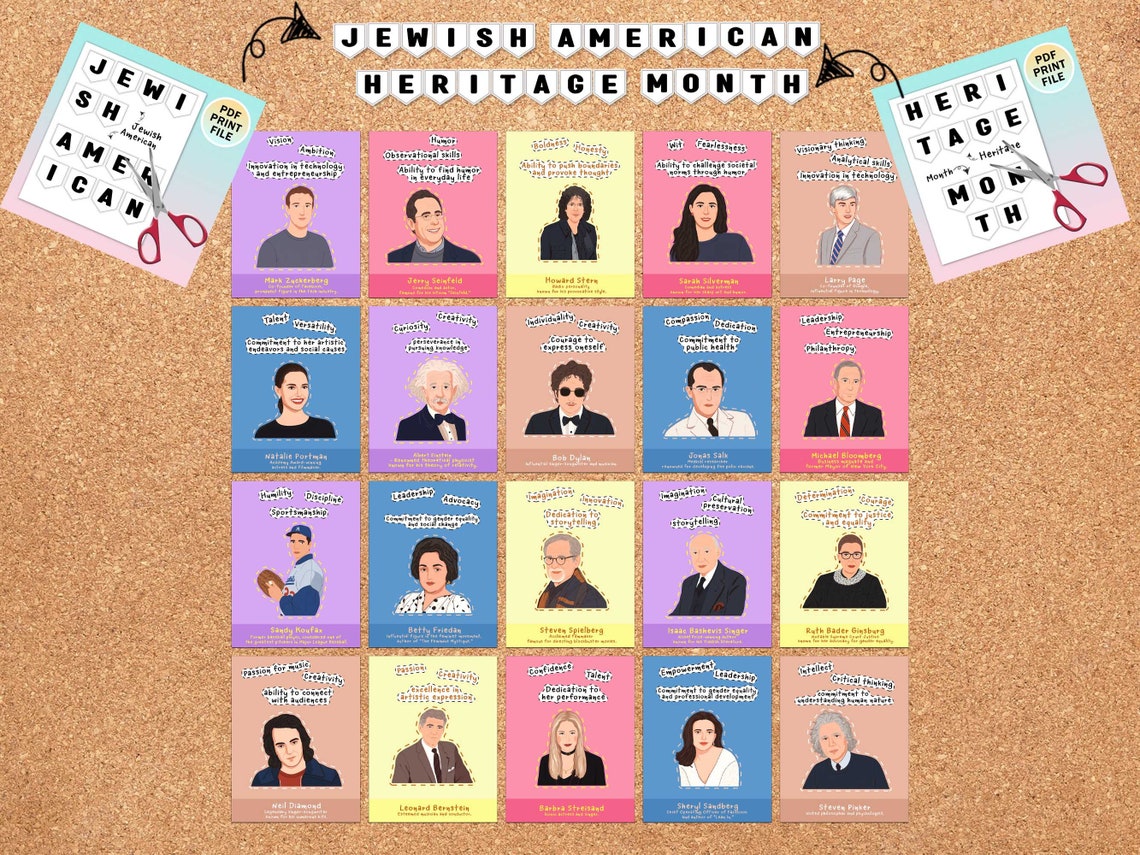 Jewish American Heritage Month Poster Set 20 Inspirational Figures for ...