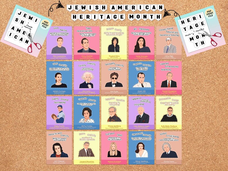 Jewish American Heritage Month Poster Set 20 Inspirational Figures for ...