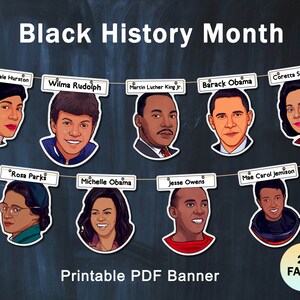 20 Faces,black History Month,classroom Decor,printable PDF Banner ...