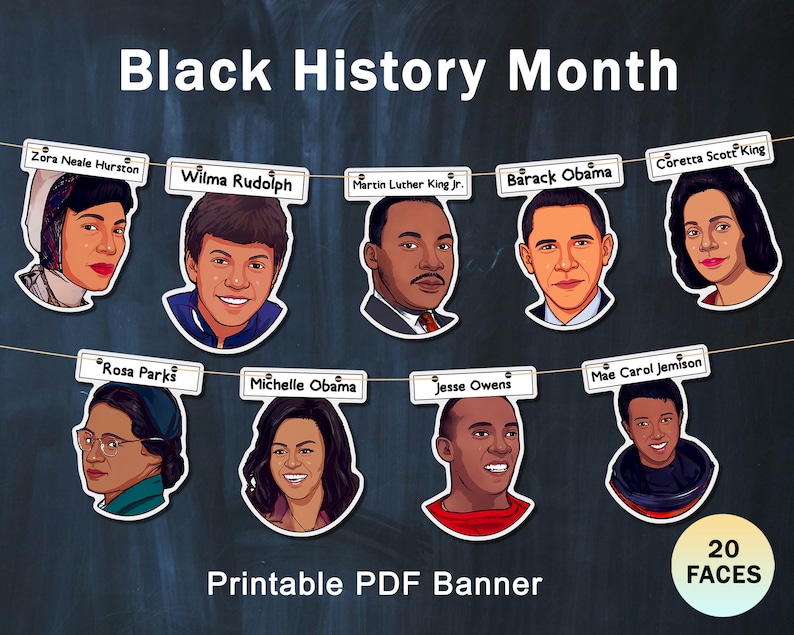 20 Facesblack History Monthclassroom Decorprintable PDF - Etsy