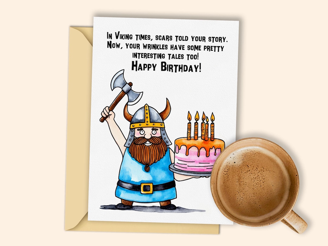 Viking Birthday Card Digital Download - "scars and Stories" Humorous ...