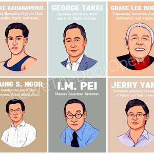Asian American Leaders, 18 Printable Biography Posters, AAPI Heritage ...