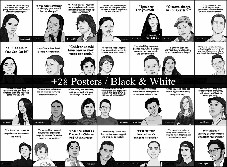 28 Kids Who Changed the World, Printable Classroom Posters, Influential ...