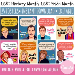 LGBTQ+, History Month, LGBT Pride Month, Groovy Decor, 25 Editable ...