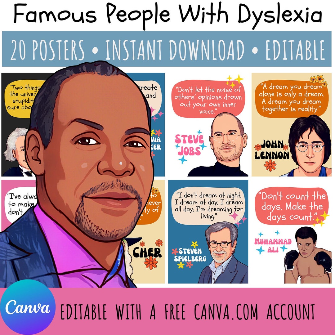 Famous People With Dyslexia, 20 Printable Quote, Dyslexia Awareness ...