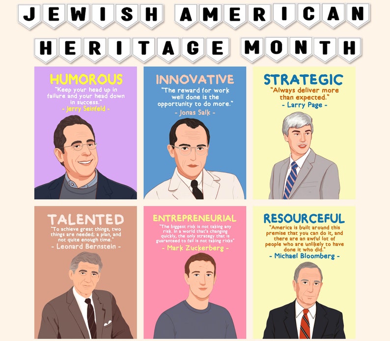 Jewish American Heritage Month Poster Set 20 Quotes From Icons for ...
