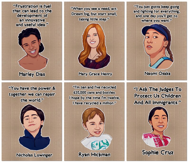 Torn Paper Style 28 Kids Who Changed the World, Printable Classroom ...