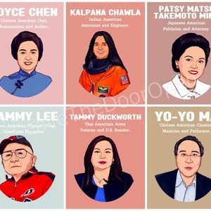 Asian American Leaders, 18 Printable Biography Posters, AAPI Heritage ...