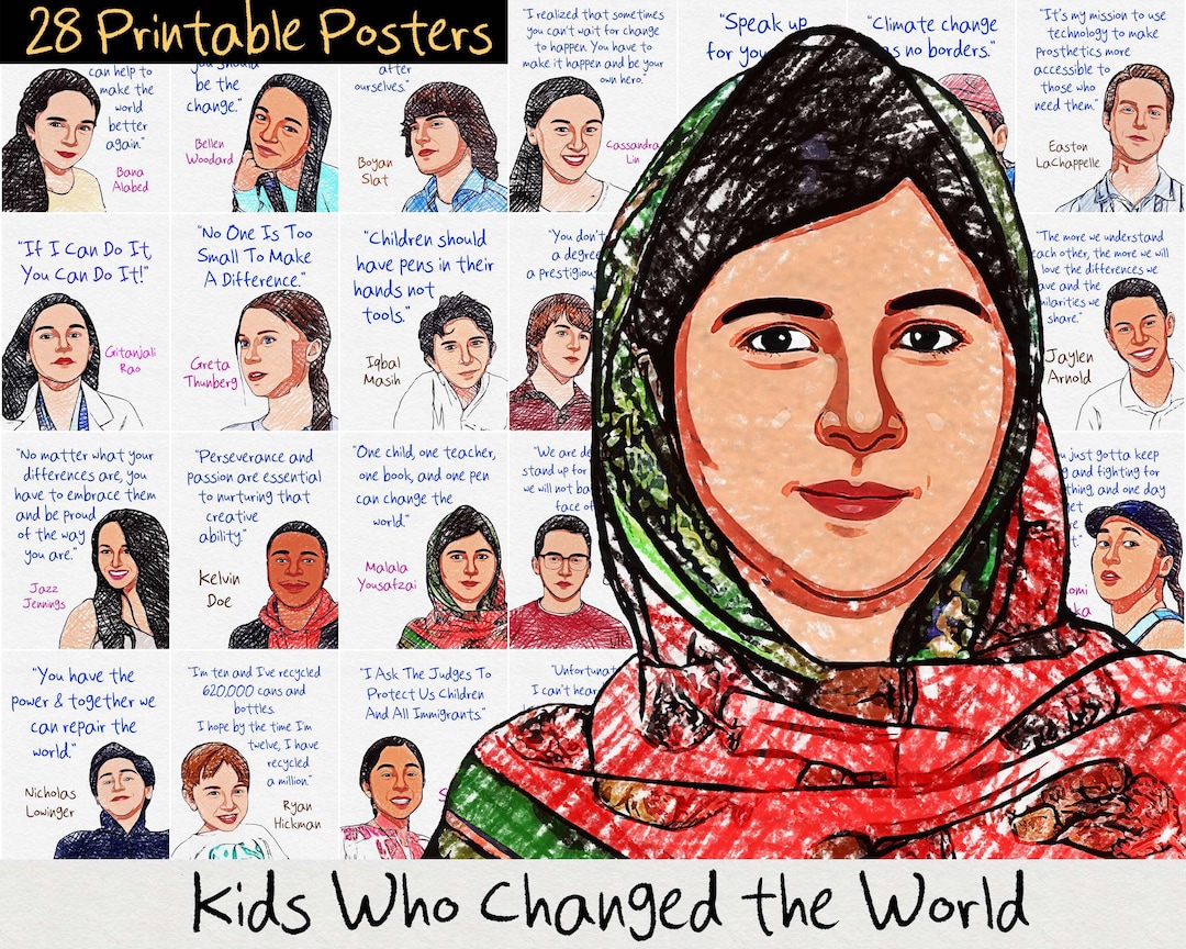 Kids Who Changed the World, 28 Printable Posters,elementary Classroom ...