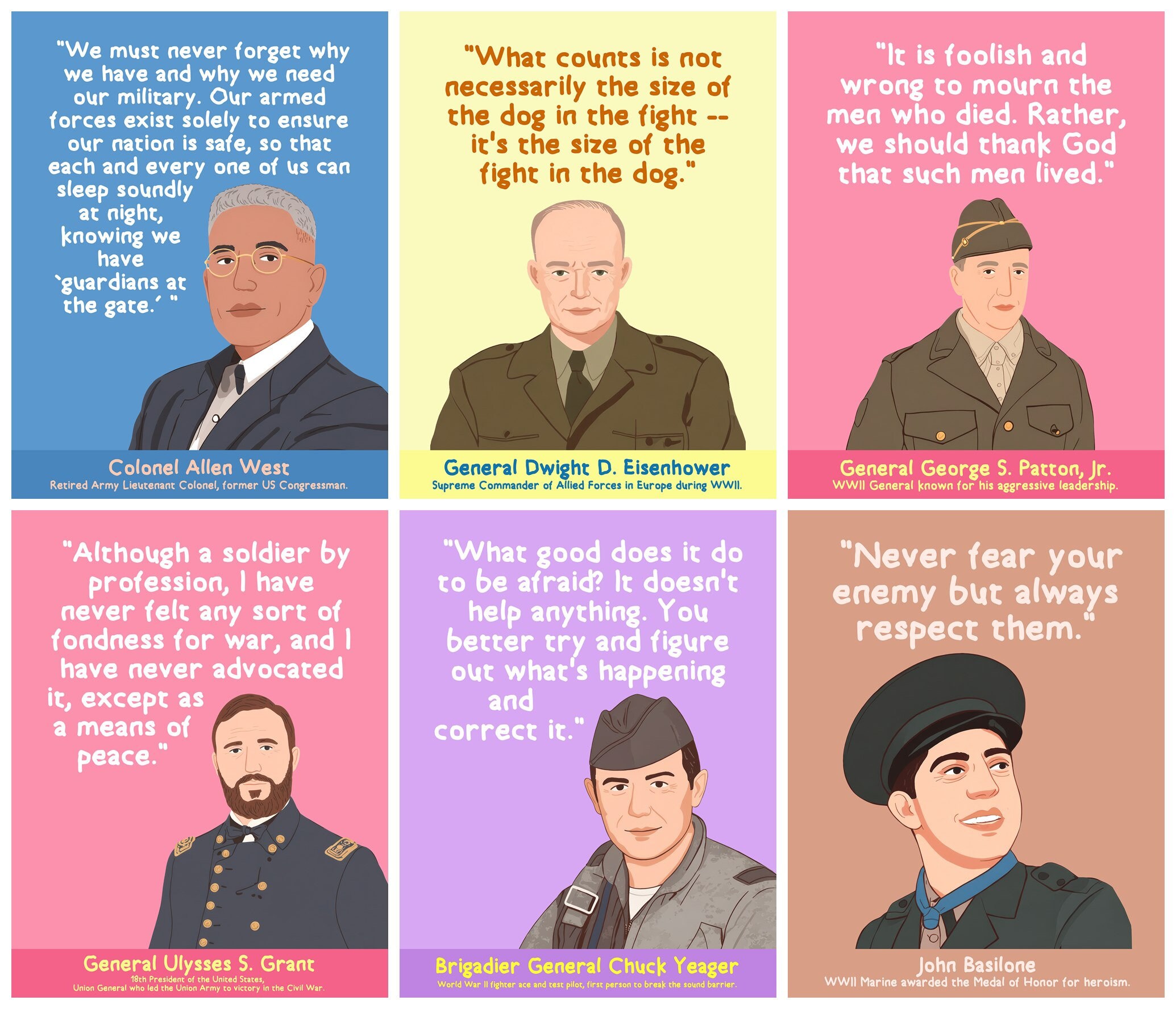 Military Heroes Poster Set Inspiring Quotes for Classroom Decor ...