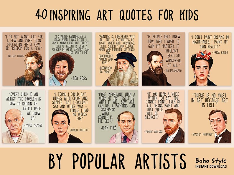 40 Famous Art Quotes for Kids by Artists Office & Classroom Decor ...