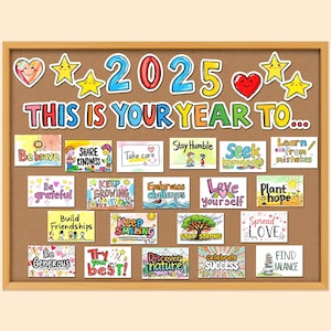 New Year Bulletin Board Kit - Classroom Goal Setting Decor 2025 ...